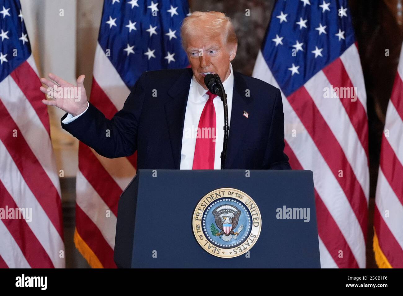 President Donald Trump speaks during the National Prayer Breakfast, at ...