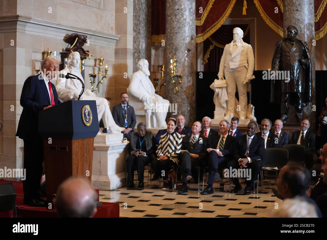 President Donald Trump speaks during the National Prayer Breakfast, at ...