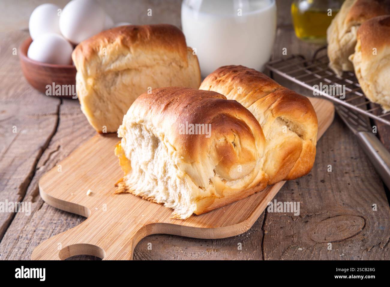 Japanese bread Shokupan, Hokkaido milk bread, or simply milk fluffy ...