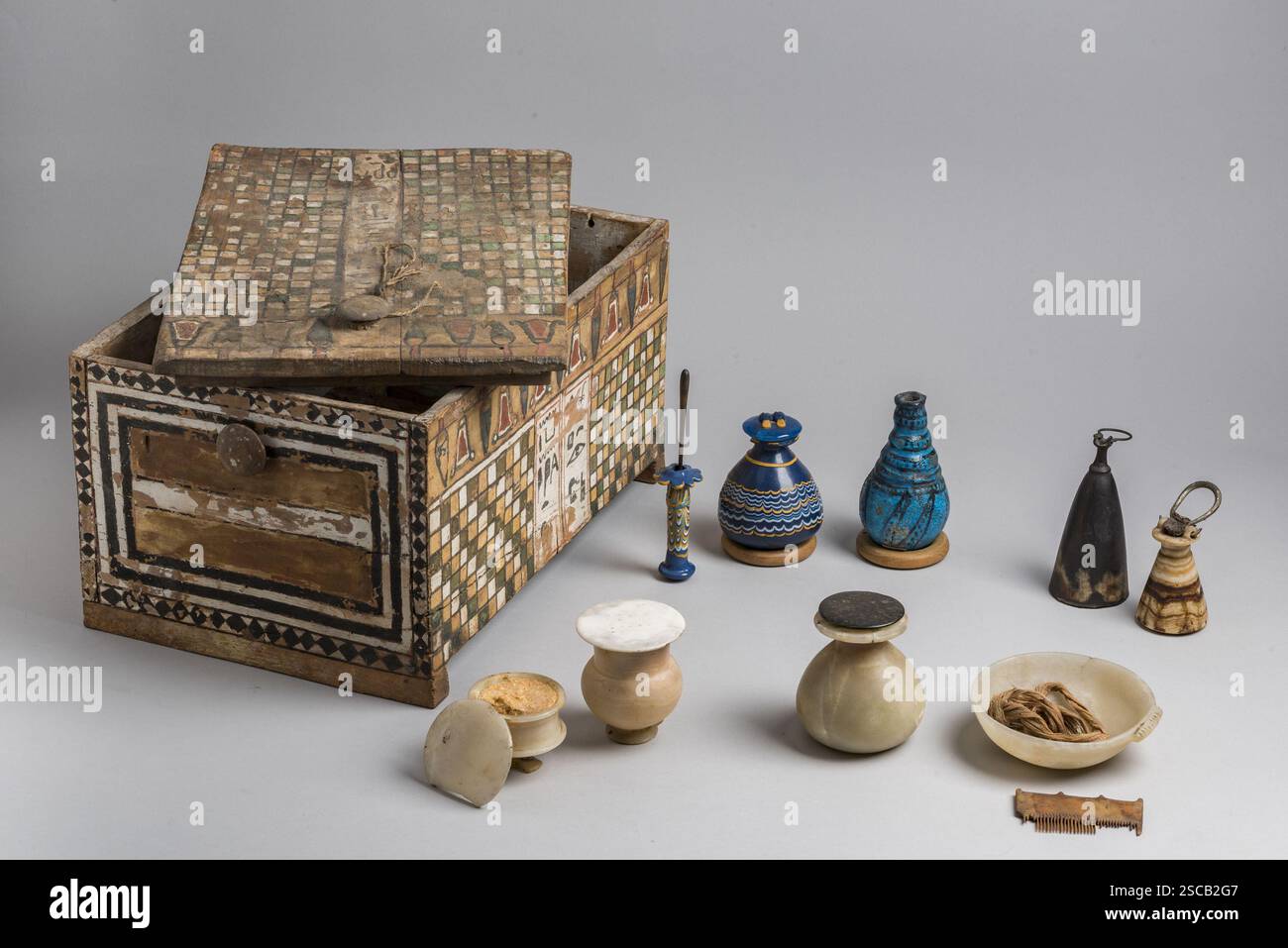 Tomb of Kha and Merit Toilet box and vessels of Merit, c - The tomb of ...