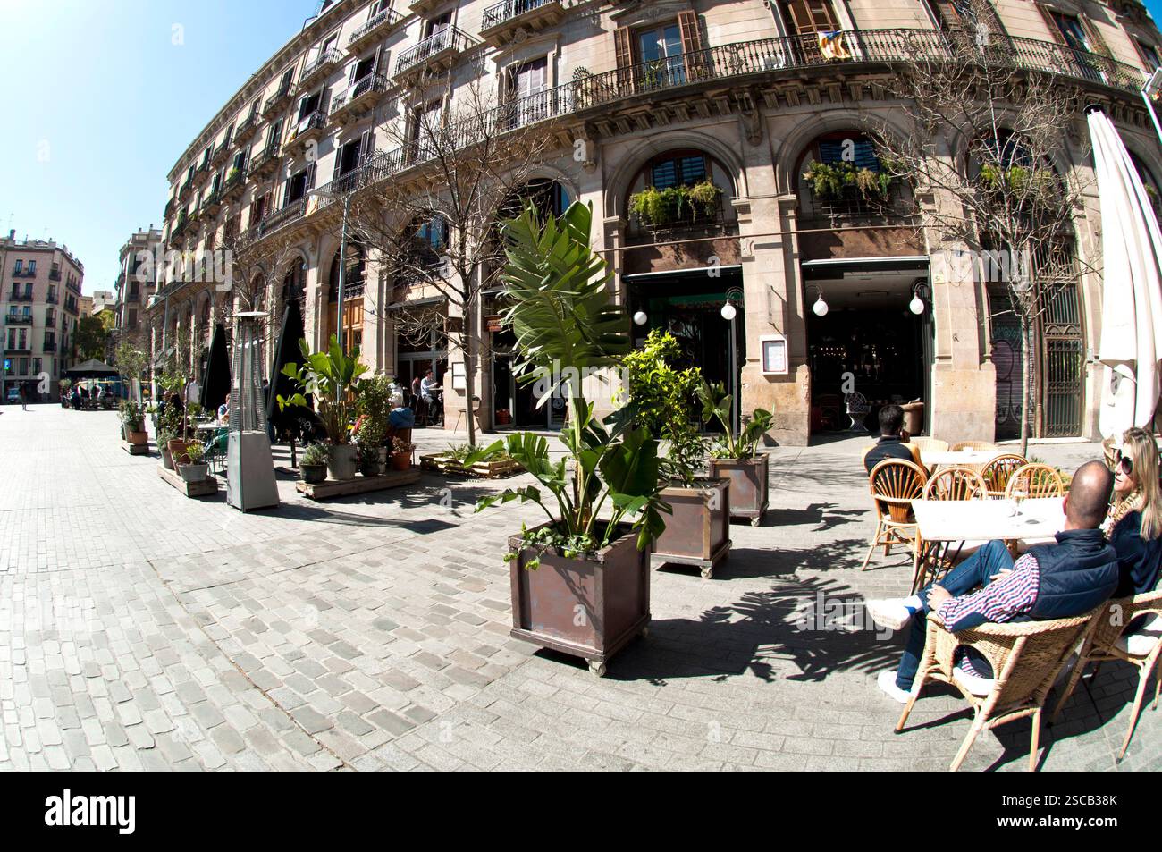 Terrace bar restaurant in the Born District, in front of the Born Cultural Center museum ...
