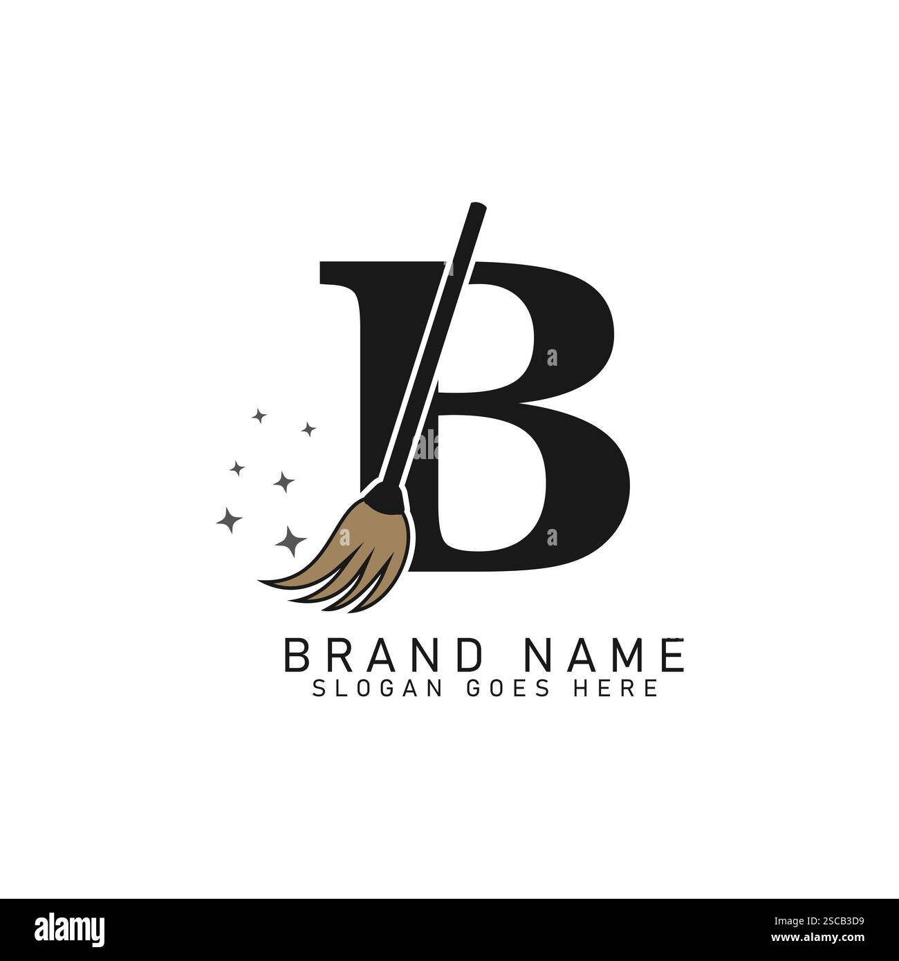 Letter B House Cleaning Broom Logo. Alphabet B Cleaning Brush Icon ...