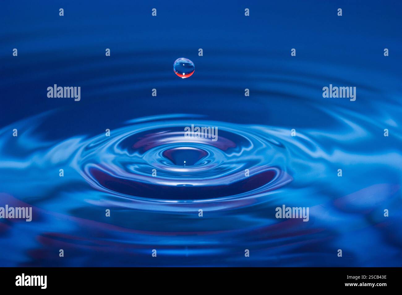 Water drop falling into water making a perfect concentric circles Stock ...