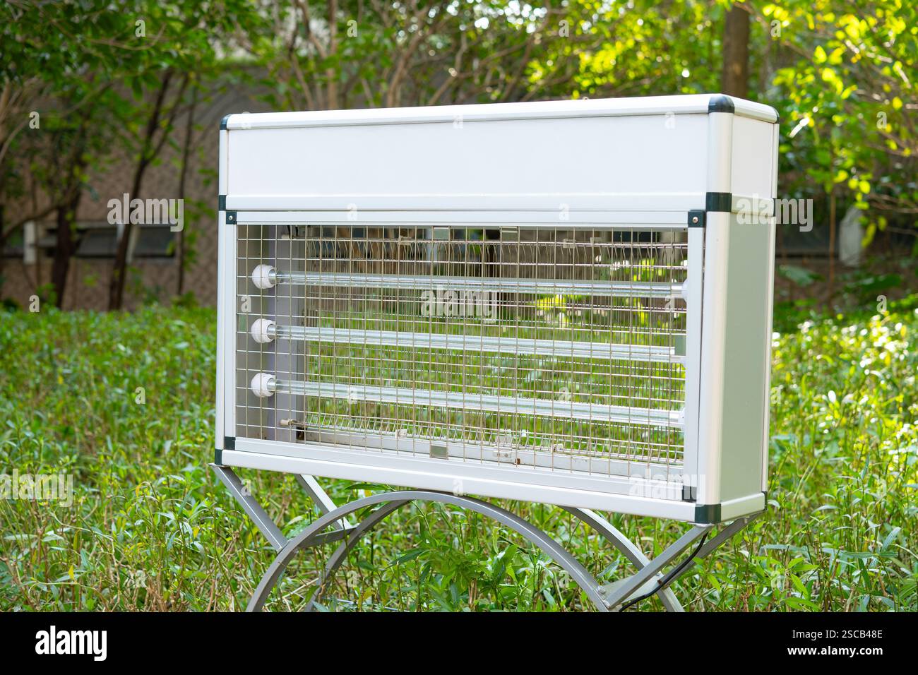 angle view outdoor electric mosquito and insect killer on the flower ...