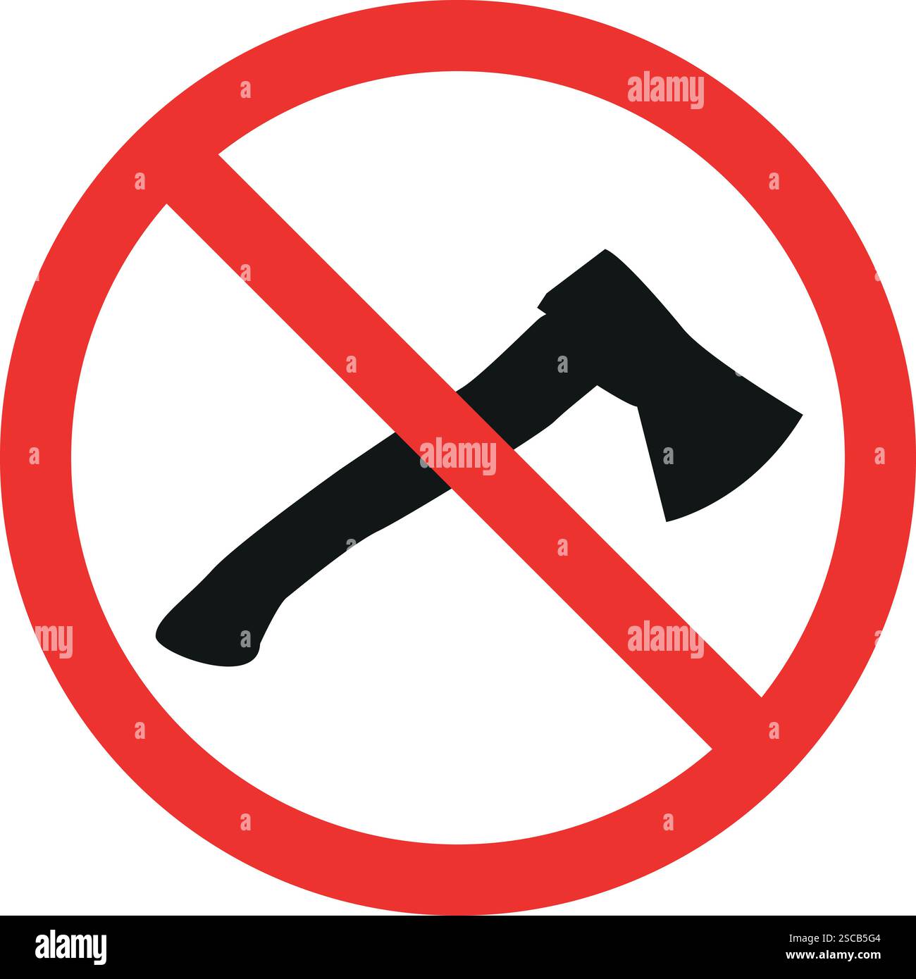 Axe prohibited sign. Red circle cross out Background. Forbidden signs ...