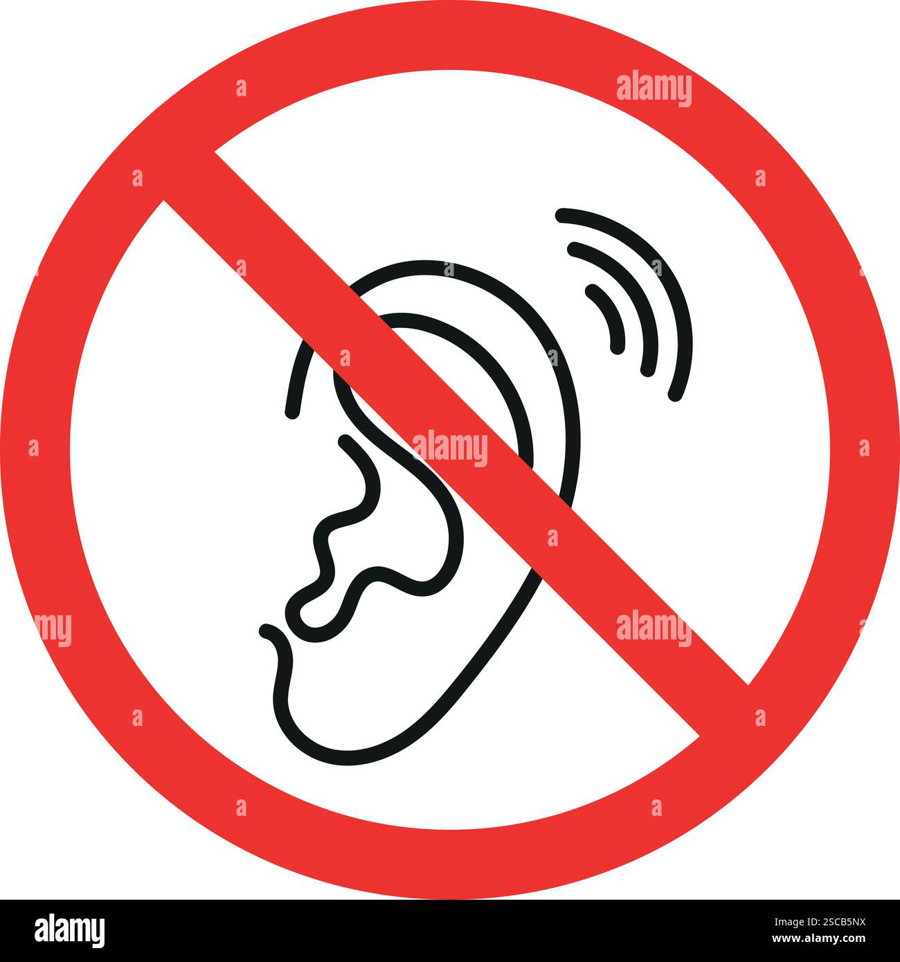 Stop eavesdropping sign. Red circle cross out Background. Forbidden ...