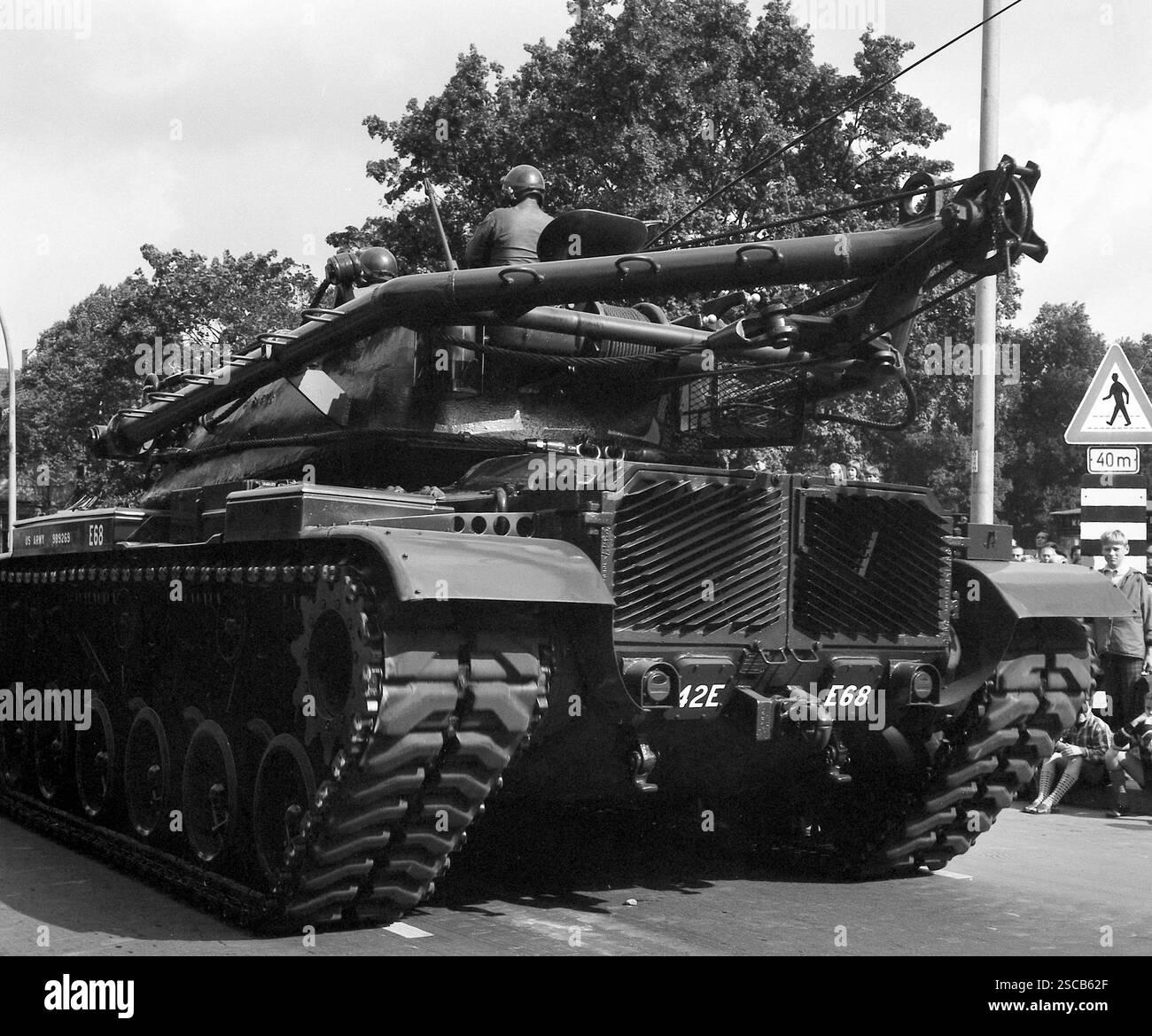 US military parade: US tank from behind in Berlin Tempelhof Stock Photo ...