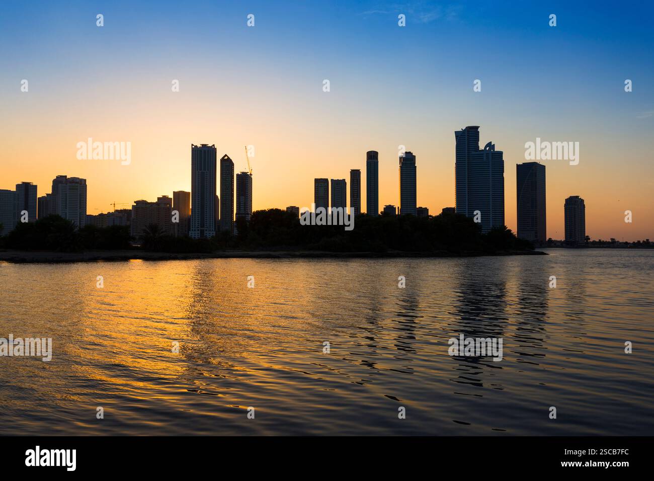Skyscrapers in Sharjah city. Khalid Lagoon.UAE Stock Photo - Alamy