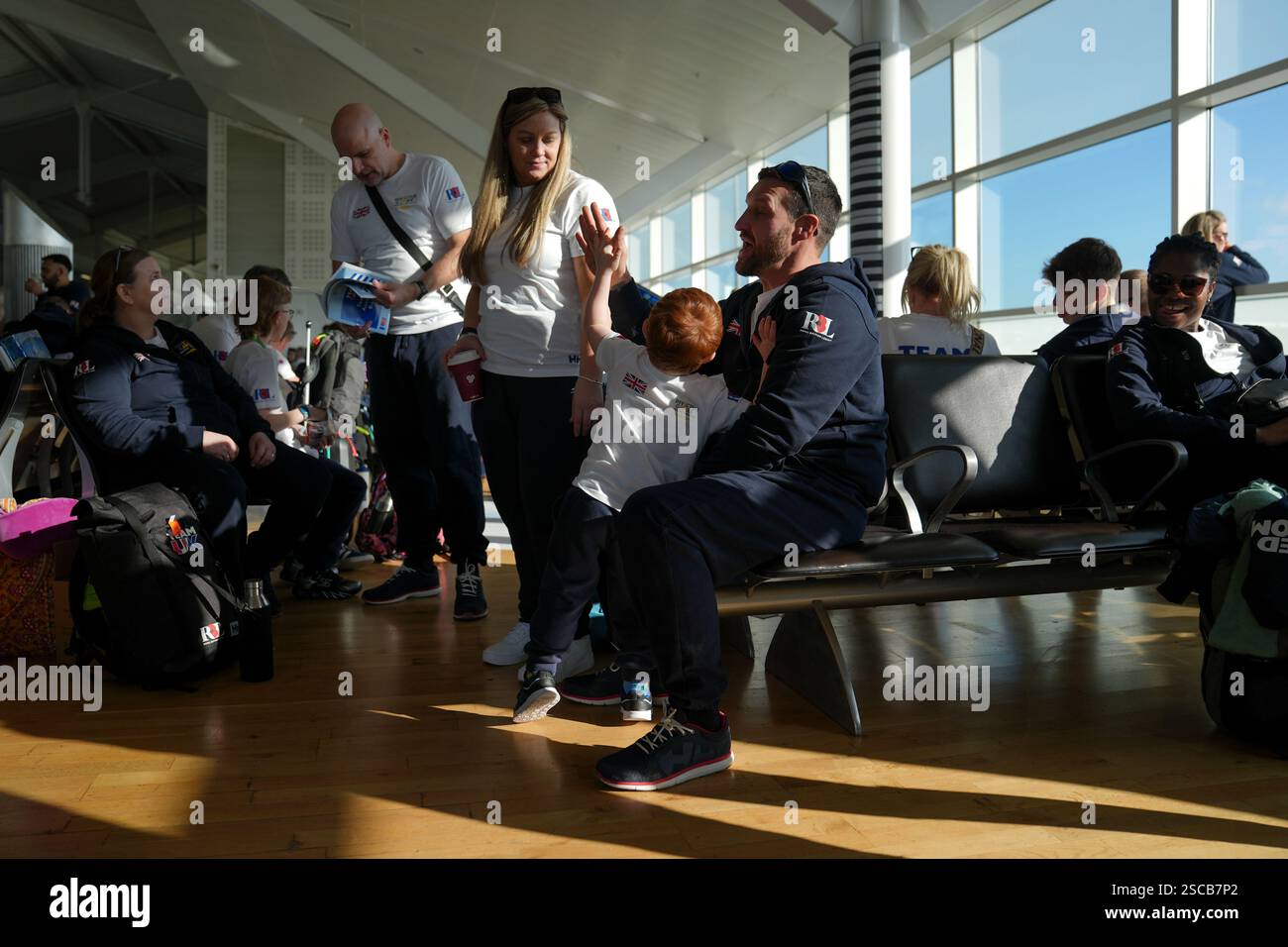Stuart Ball from the Royal British Legion's Team UK and his son Noah at ...