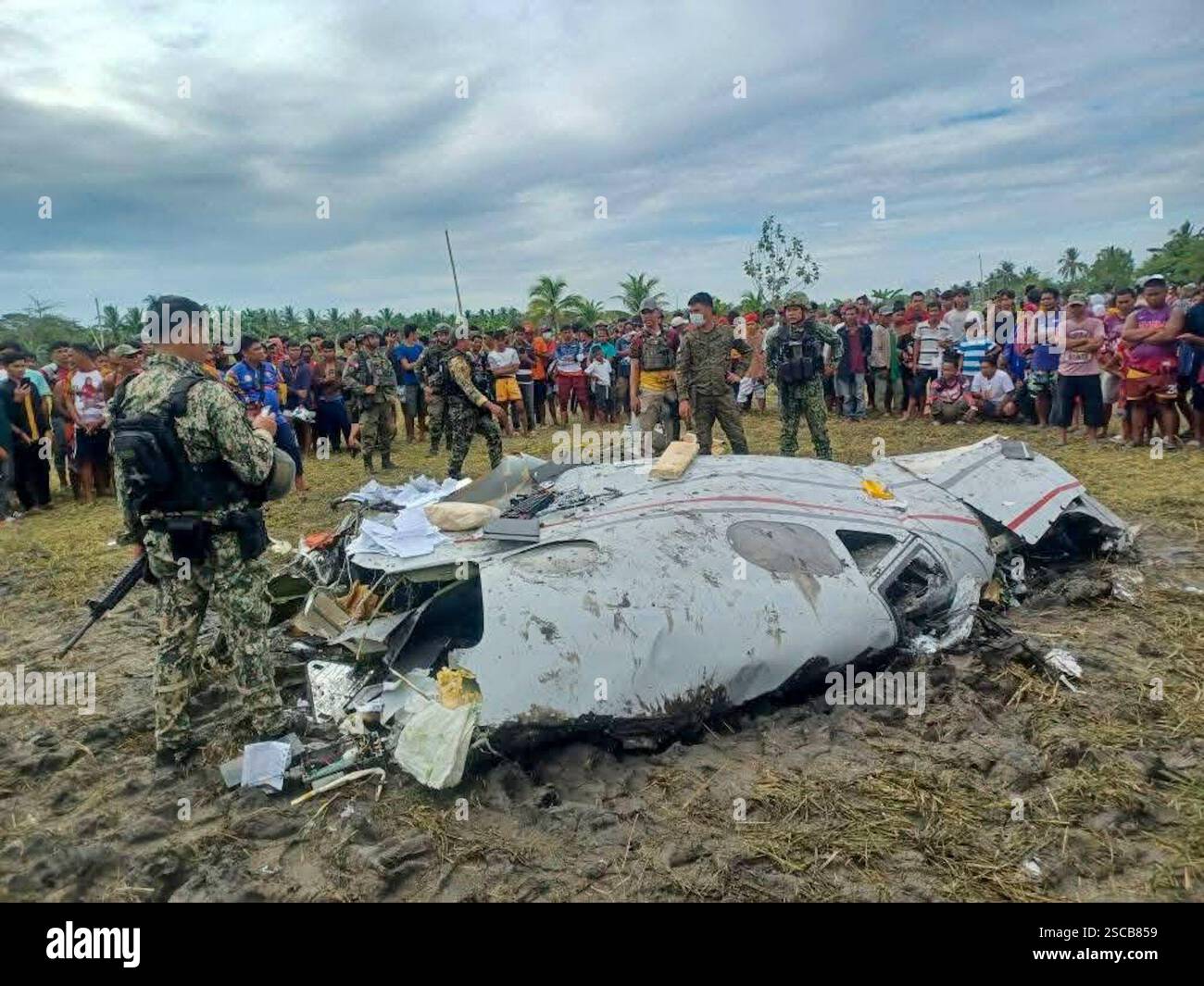 Manila. 6th Feb, 2025. Plane debris is seen at the crash site in ...