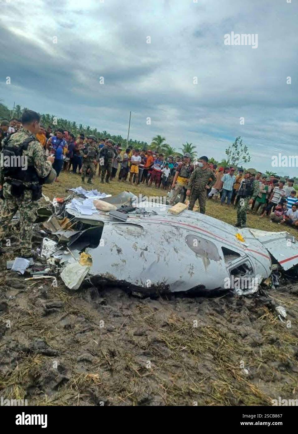 Manila. 6th Feb, 2025. Plane debris is seen at the crash site in ...