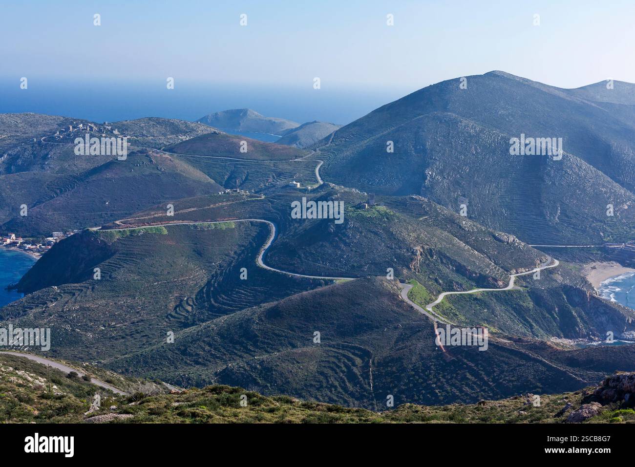 Aerial view of Tainaro peninsula, a secluded region in Mani, Laconia ...