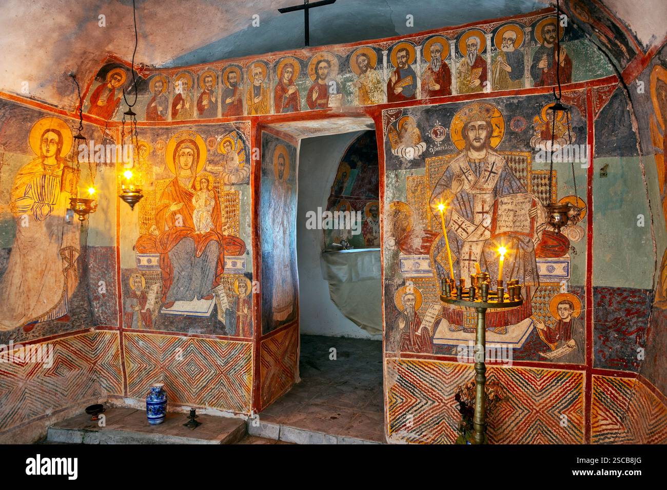 Byzantine frescoes adorn the walls of this historic Orthodox church in ...