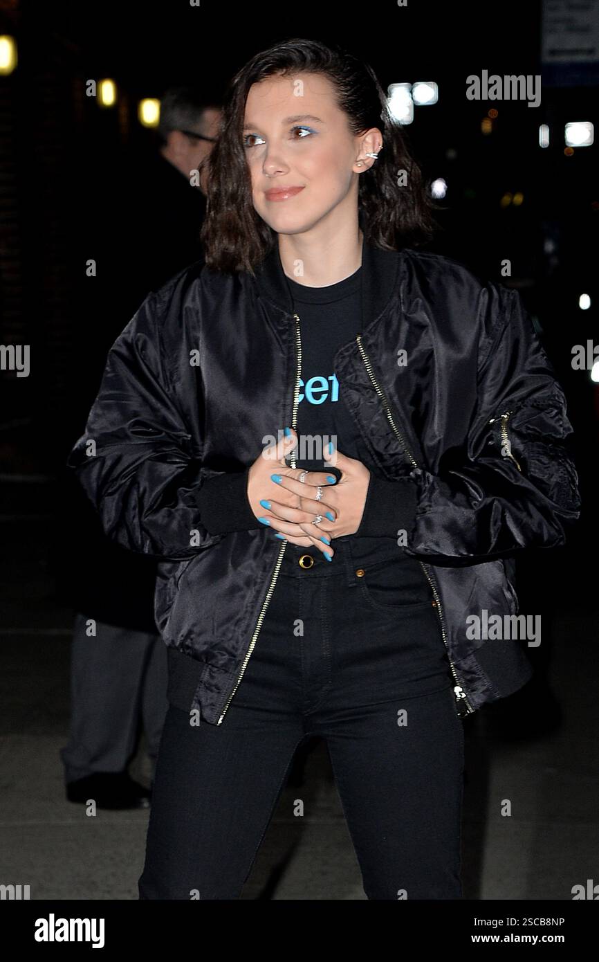Millie Bobby Brown arriving to tape an appearance on 'The Late Show ...