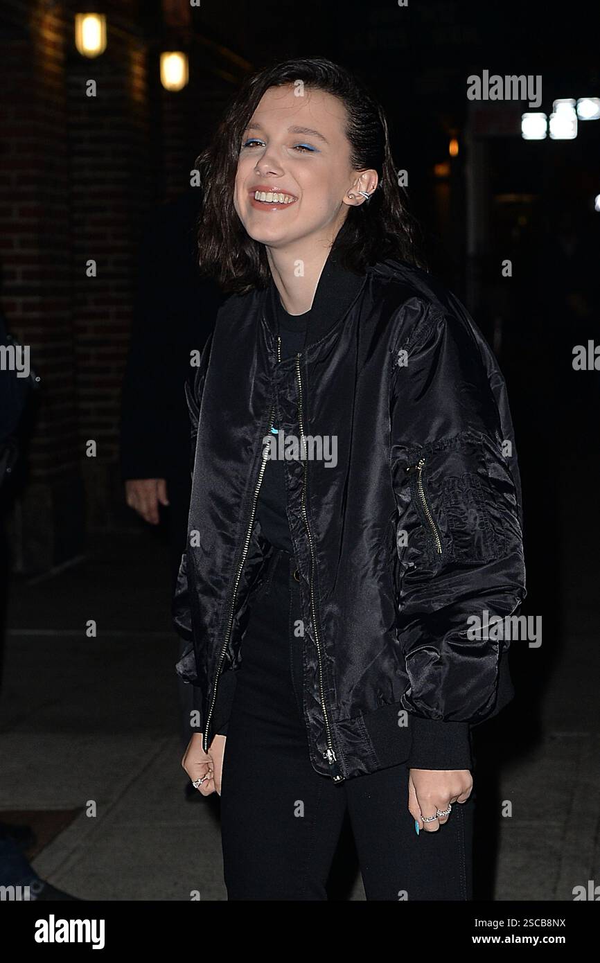 Millie Bobby Brown arriving to tape an appearance on 'The Late Show ...