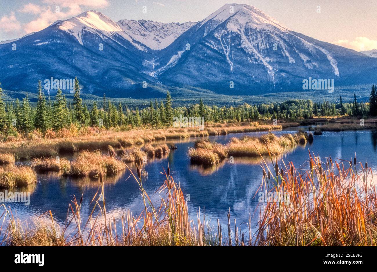 The Vermilion Lakes and the Bow River valley, in the Banff National ...