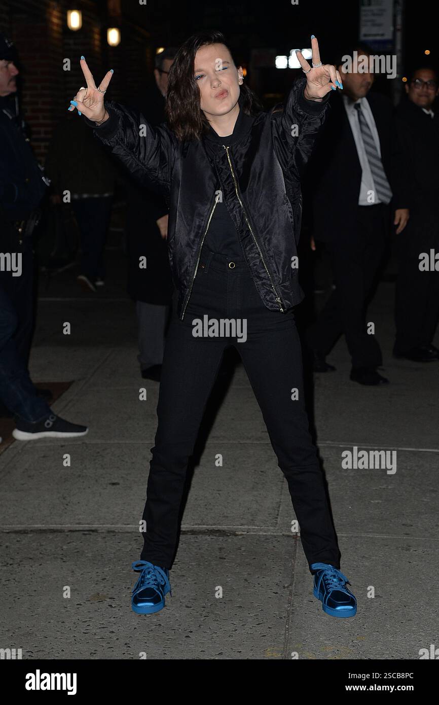 Millie Bobby Brown arriving to tape an appearance on 'The Late Show ...