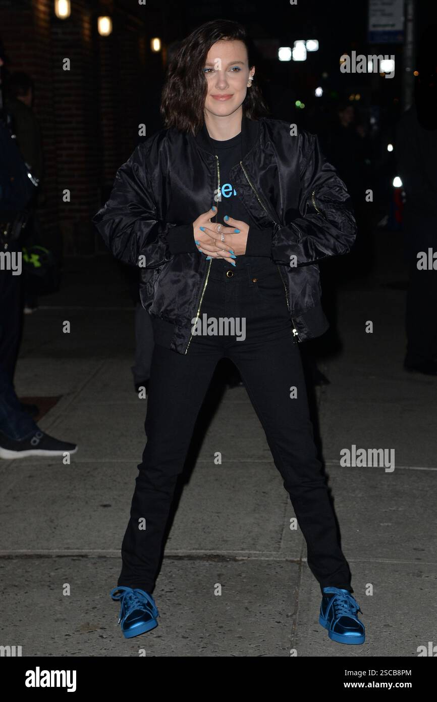 Millie Bobby Brown arriving to tape an appearance on 'The Late Show ...