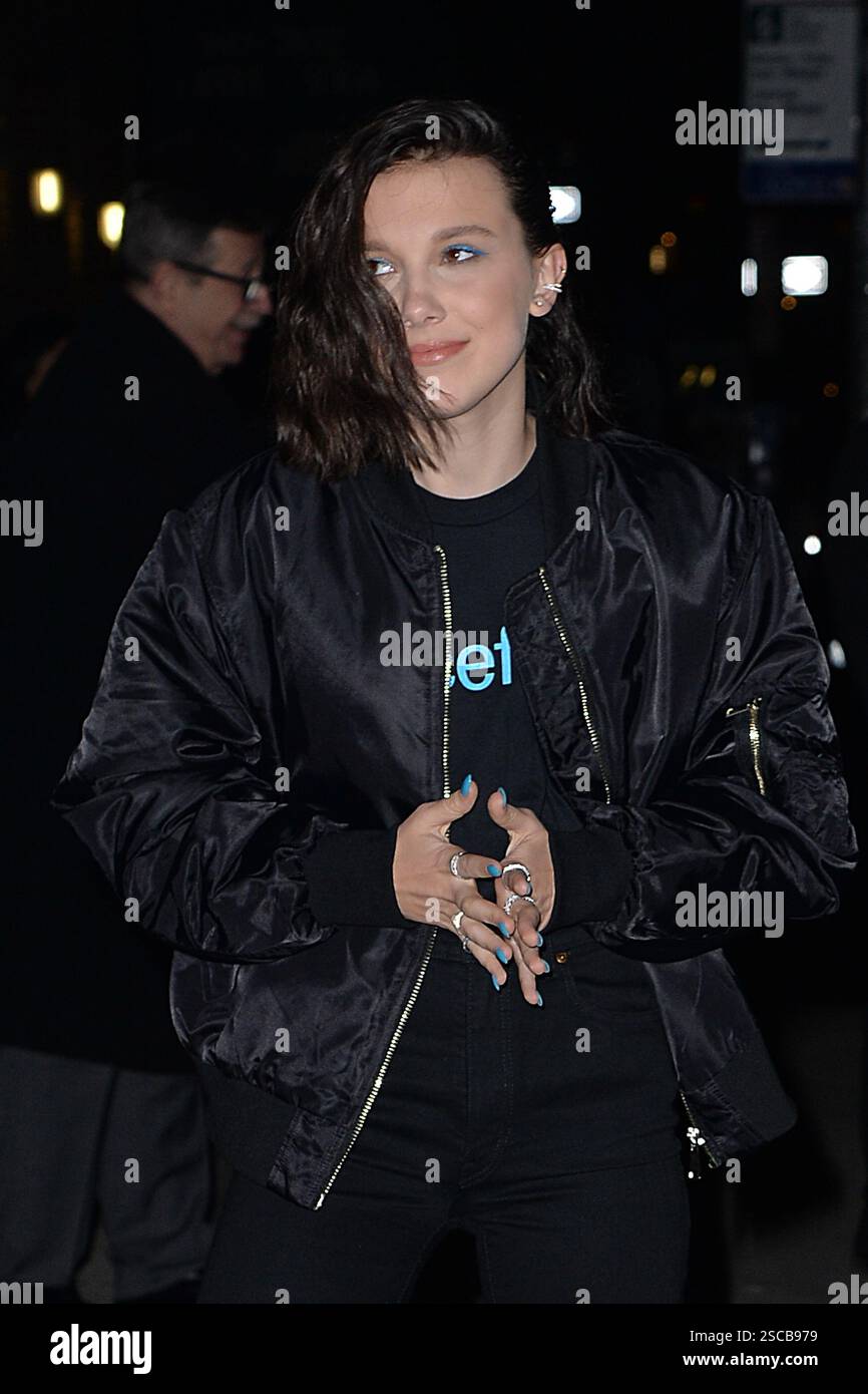 Millie Bobby Brown arriving to tape an appearance on 'The Late Show ...