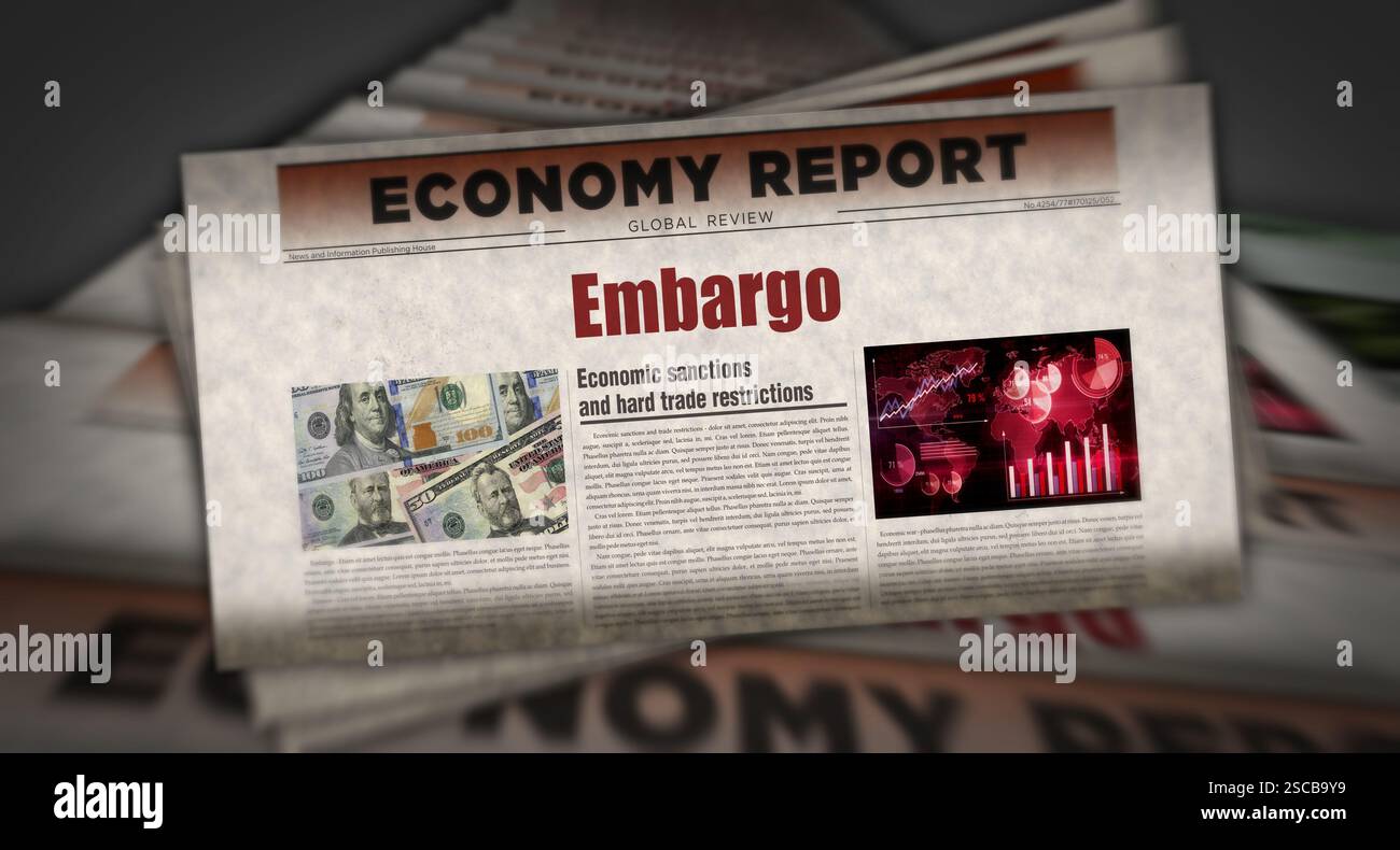 Embargo trade sanctions and economic war vintage news and newspaper ...
