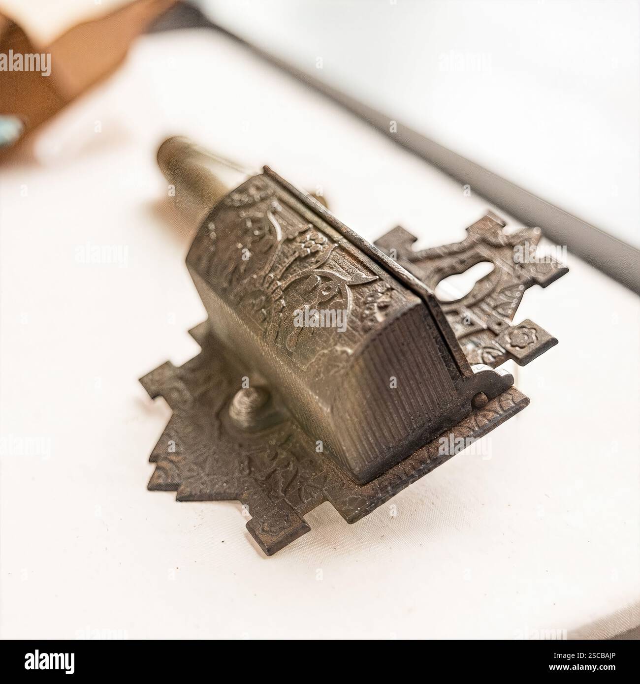 Antique Canon Carriage Wheel: Close-up of an ornate antique canon ...
