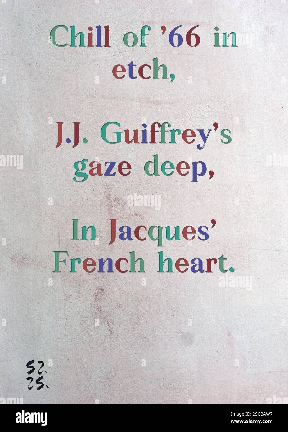 Chill of '66 in etch, J.J. Guiffrey's gaze deep, In Jacques' French ...