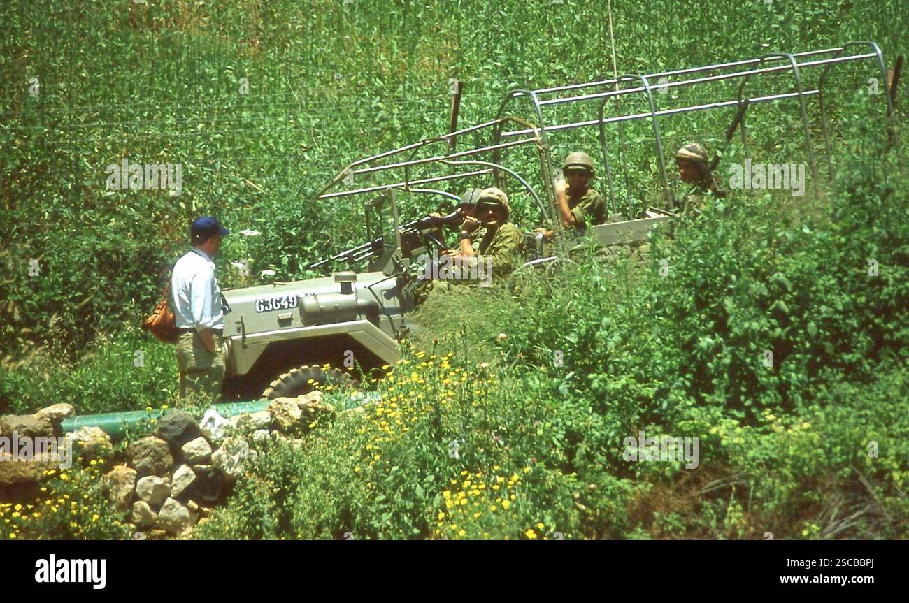 Israeli soldiers at the river Banyas, also called Hermon river. They ...