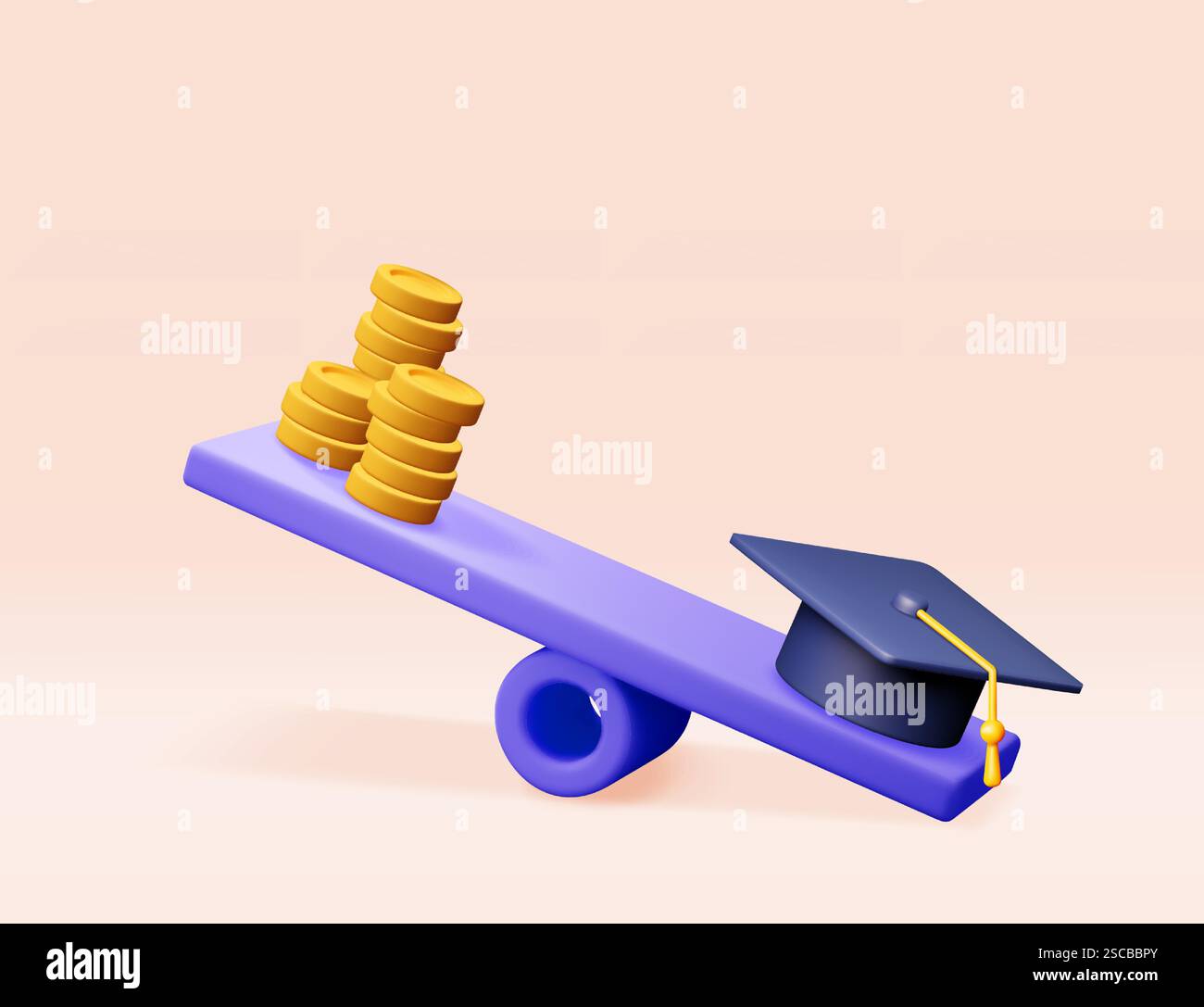 3D graduation cap and golden coins on scales Stock Vector Image & Art ...