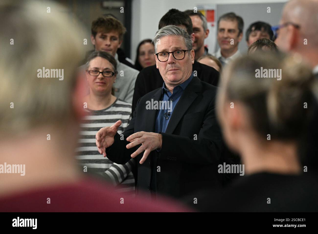 Prime Minister Sir Keir Starmer answers questions during a visit to ...