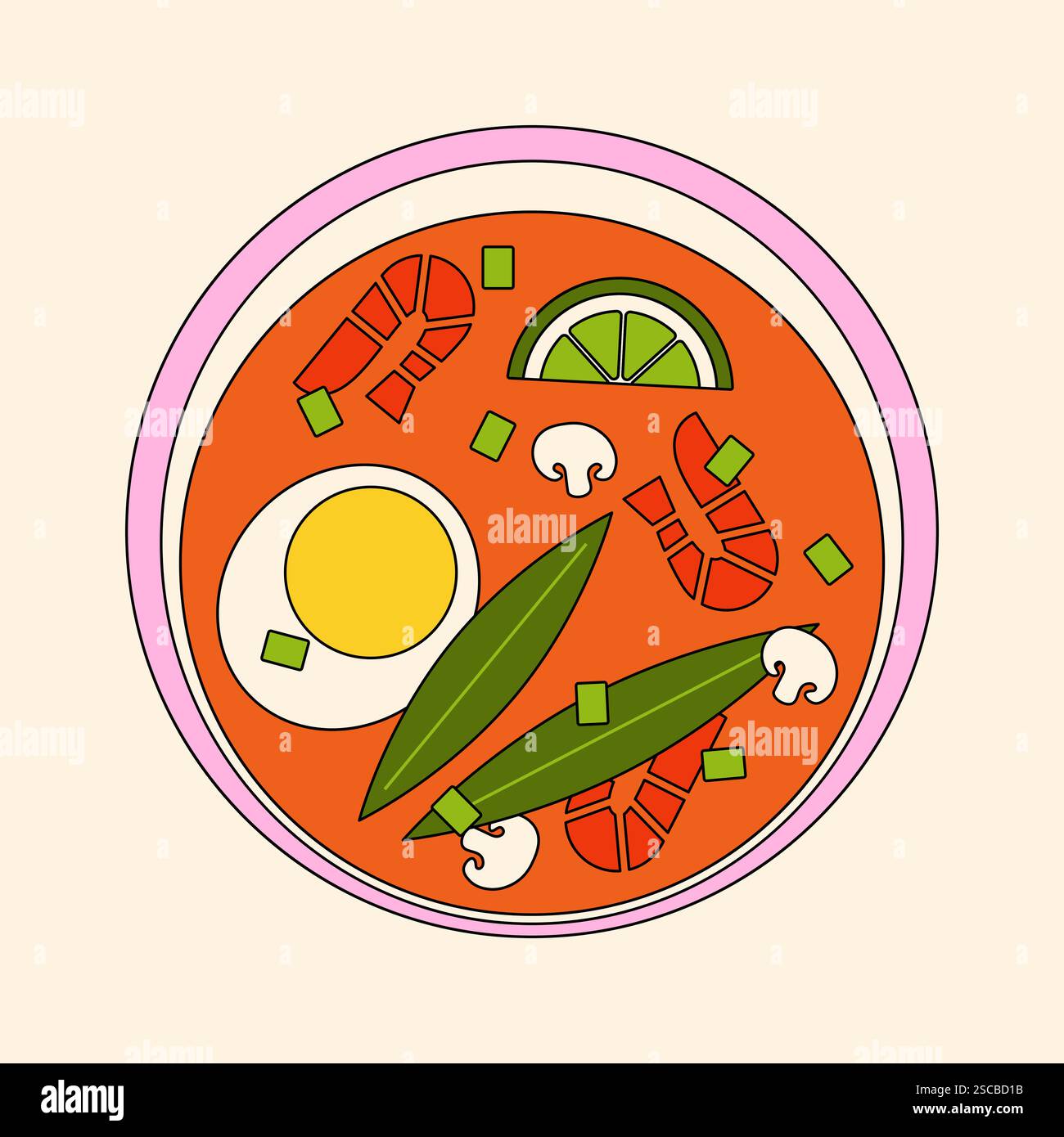 Tom Yum soup. Traditional thai soup bowl with shrimp, mushrooms and ...