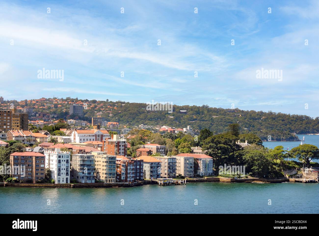 Beautiful waterfront residential buildings along the Sydney coastline ...