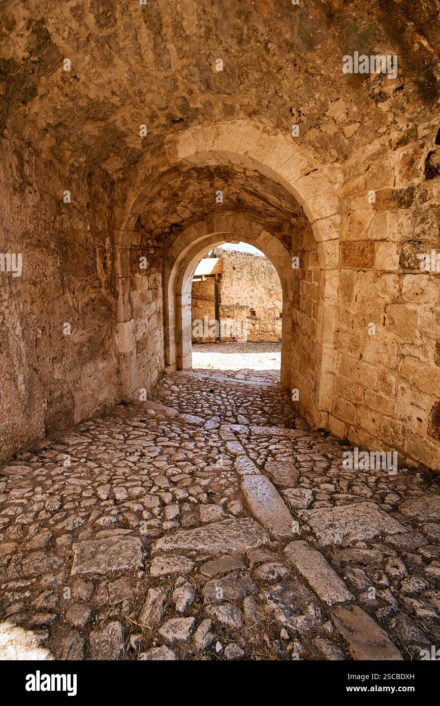 Stone gate of the medieval Venetian St George's castle on the island of ...