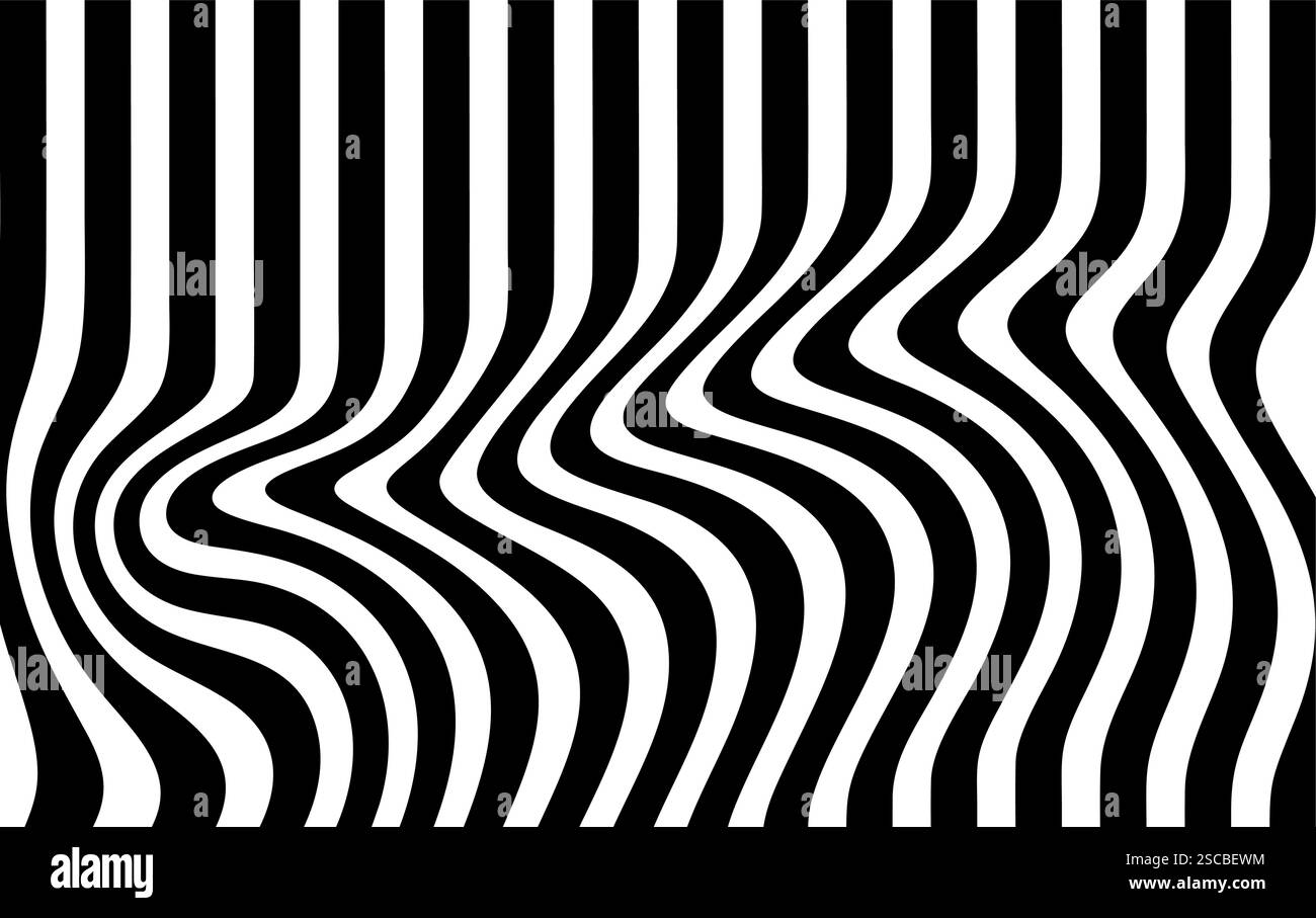 optical illusion black and white background. Abstract striped ...