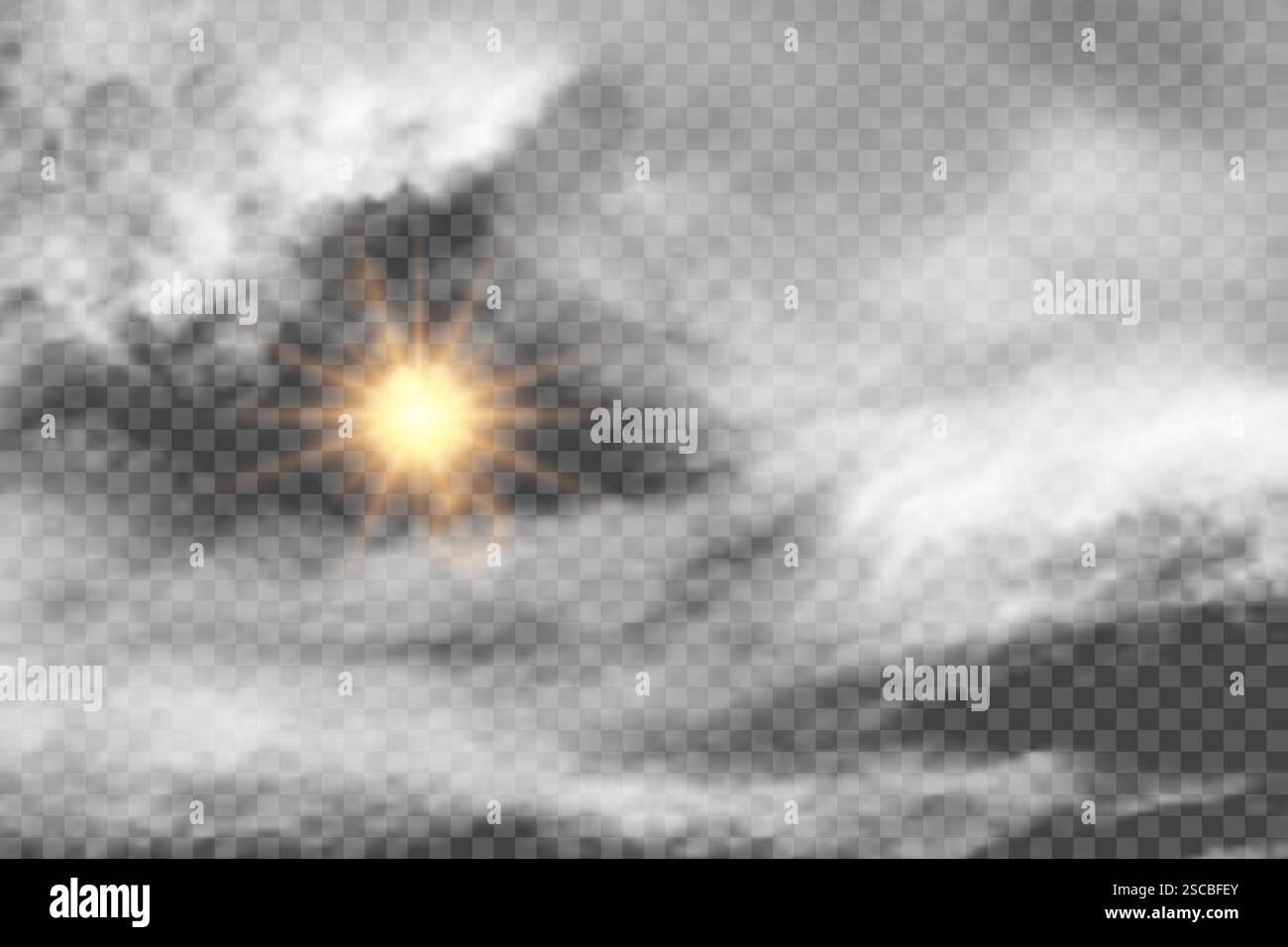 Realistic clouds and sun effect on transparent background Stock Vector ...