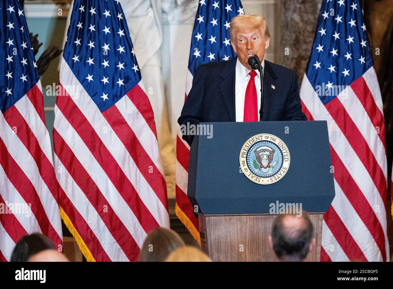 Washington, USA. 06th Feb, 2025. U.S. President Donald Trump speaks at ...