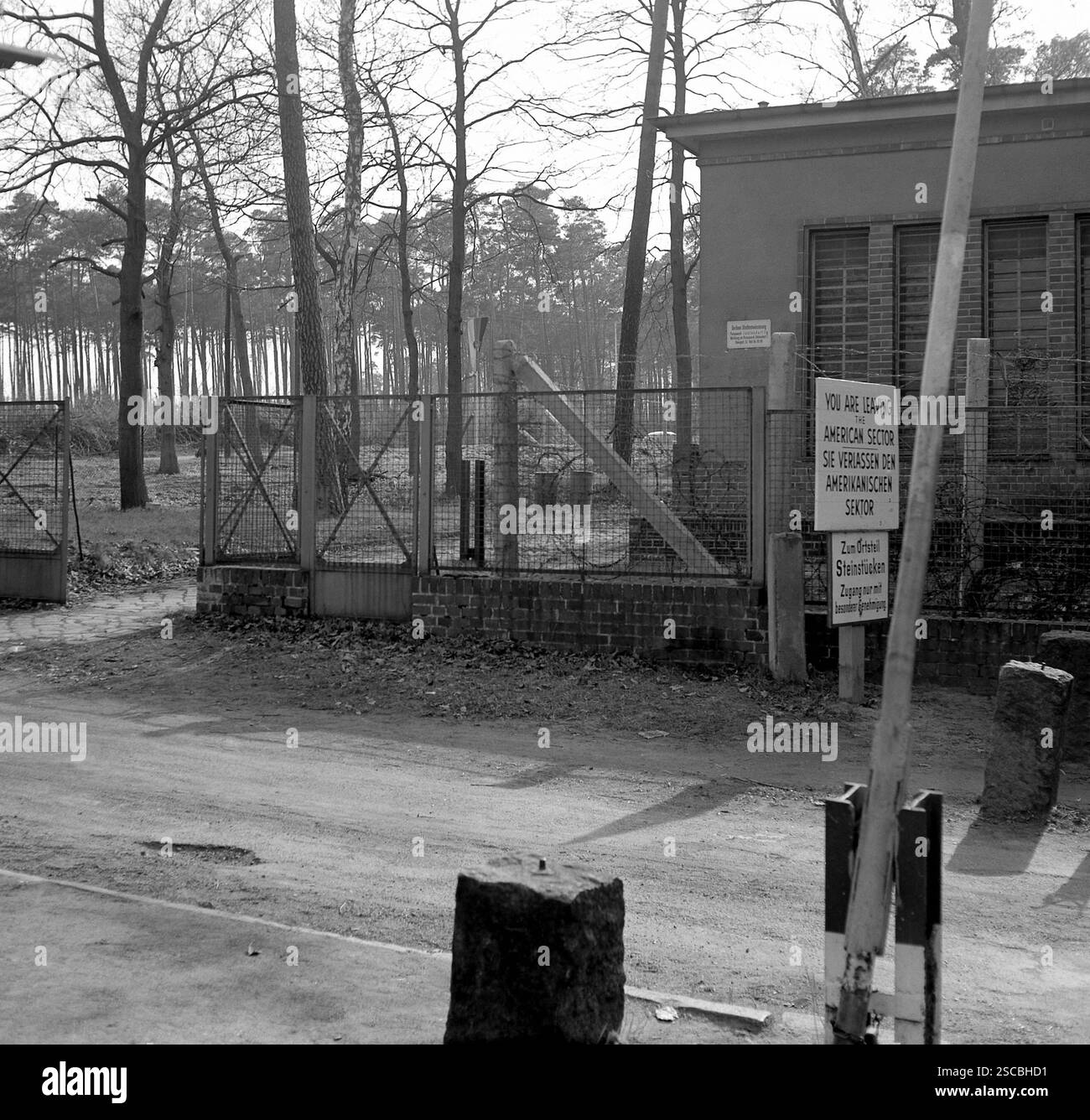 Berlin 1962: Barrier to the Enclave Steinbruecken in West-Berlin and ...