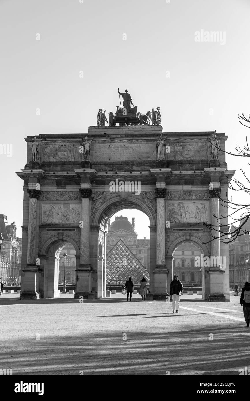 Paris, France - JAN 24, 2022: Arc de Triomphe du Carrousel is a ...