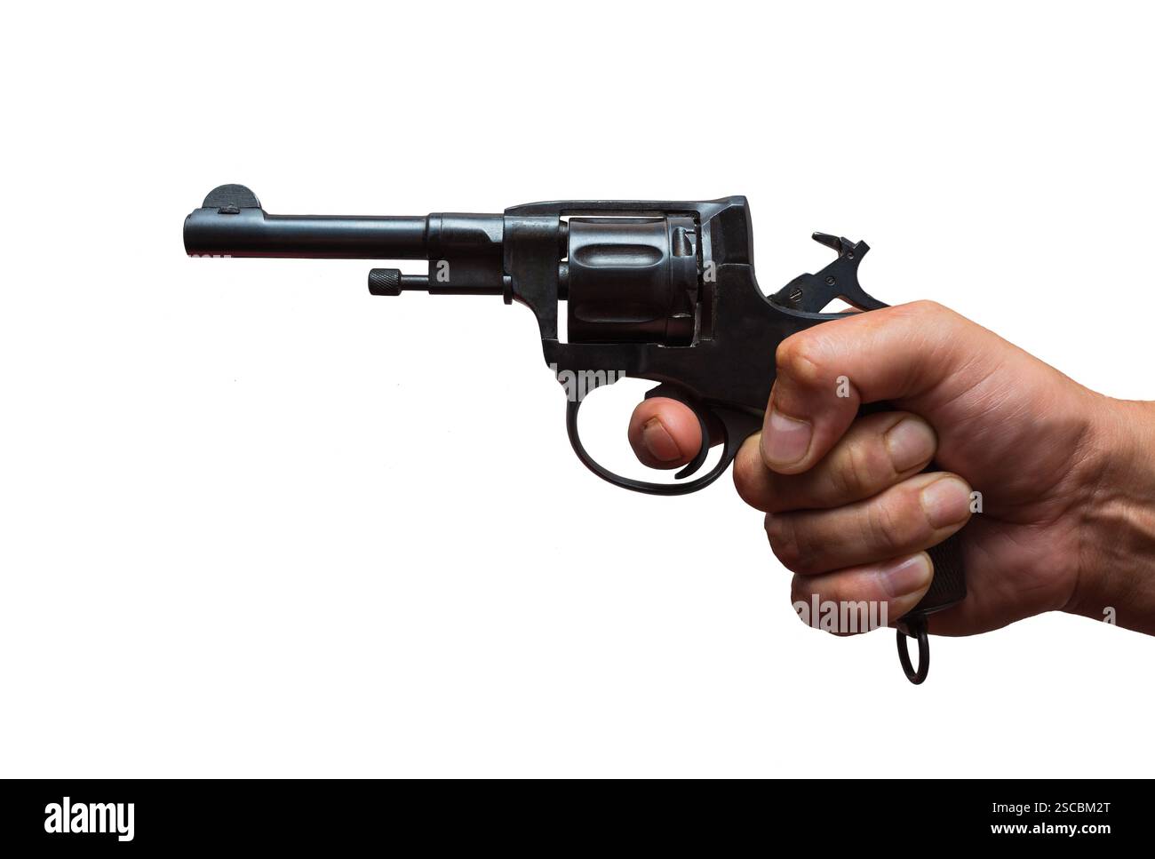 Russian revolver "Nagant M1895" (example of 1913) in hand. Period of ...