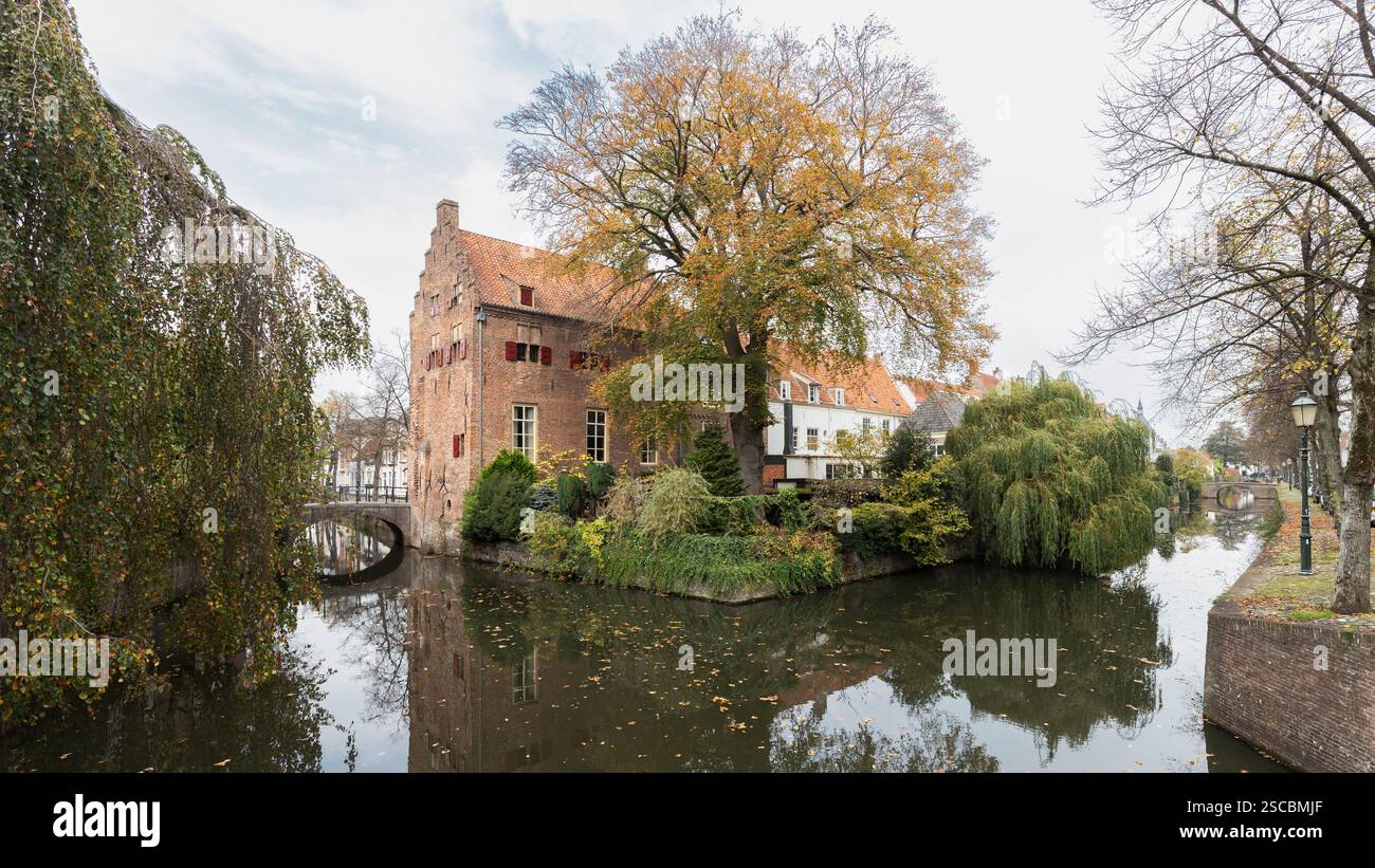 Canals in the old medieval center of the medium-sized Dutch historic ...