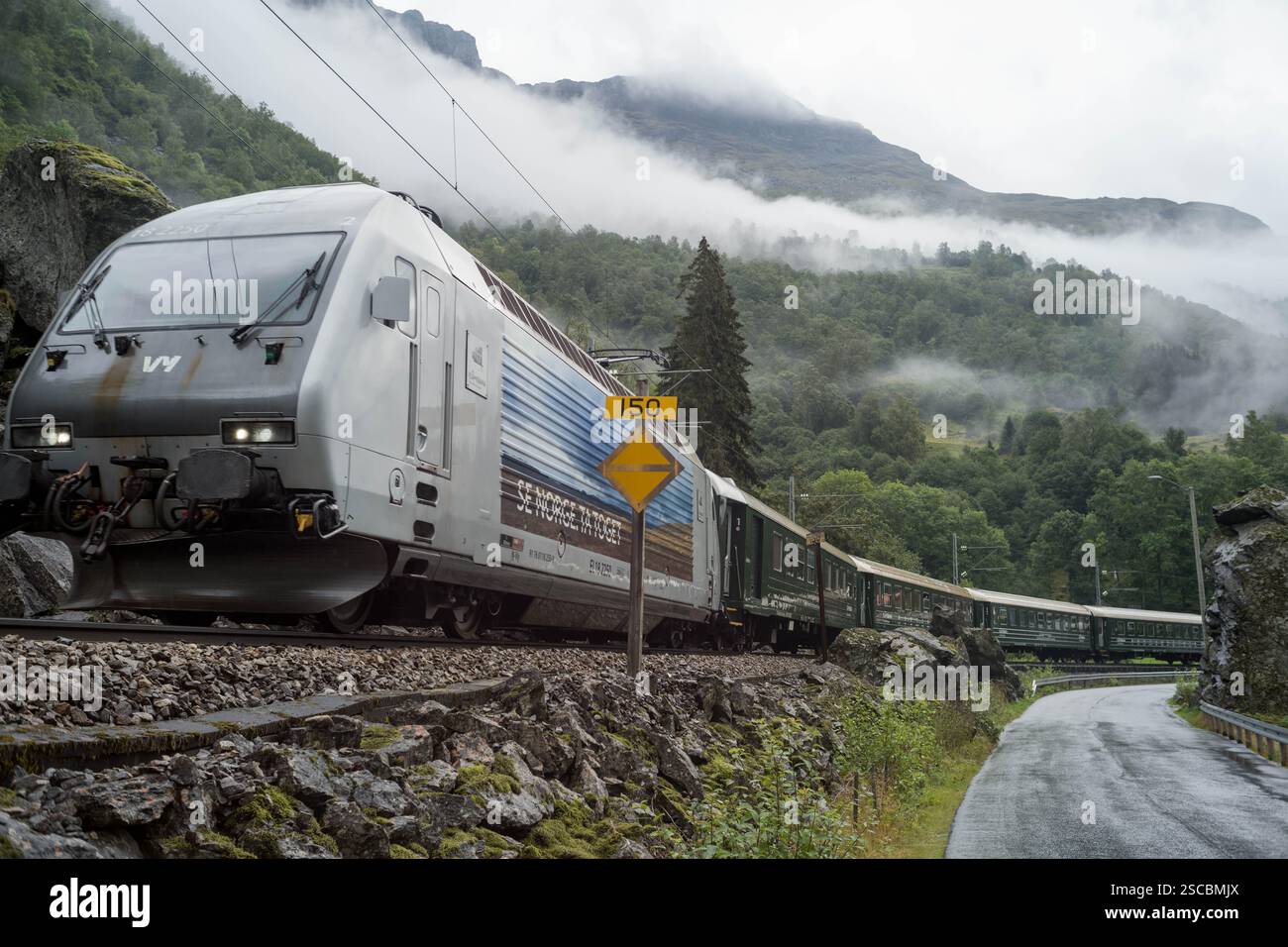 The Flam to Myrdal scenic train in the Flam Valley Norway Stock Photo - Alamy