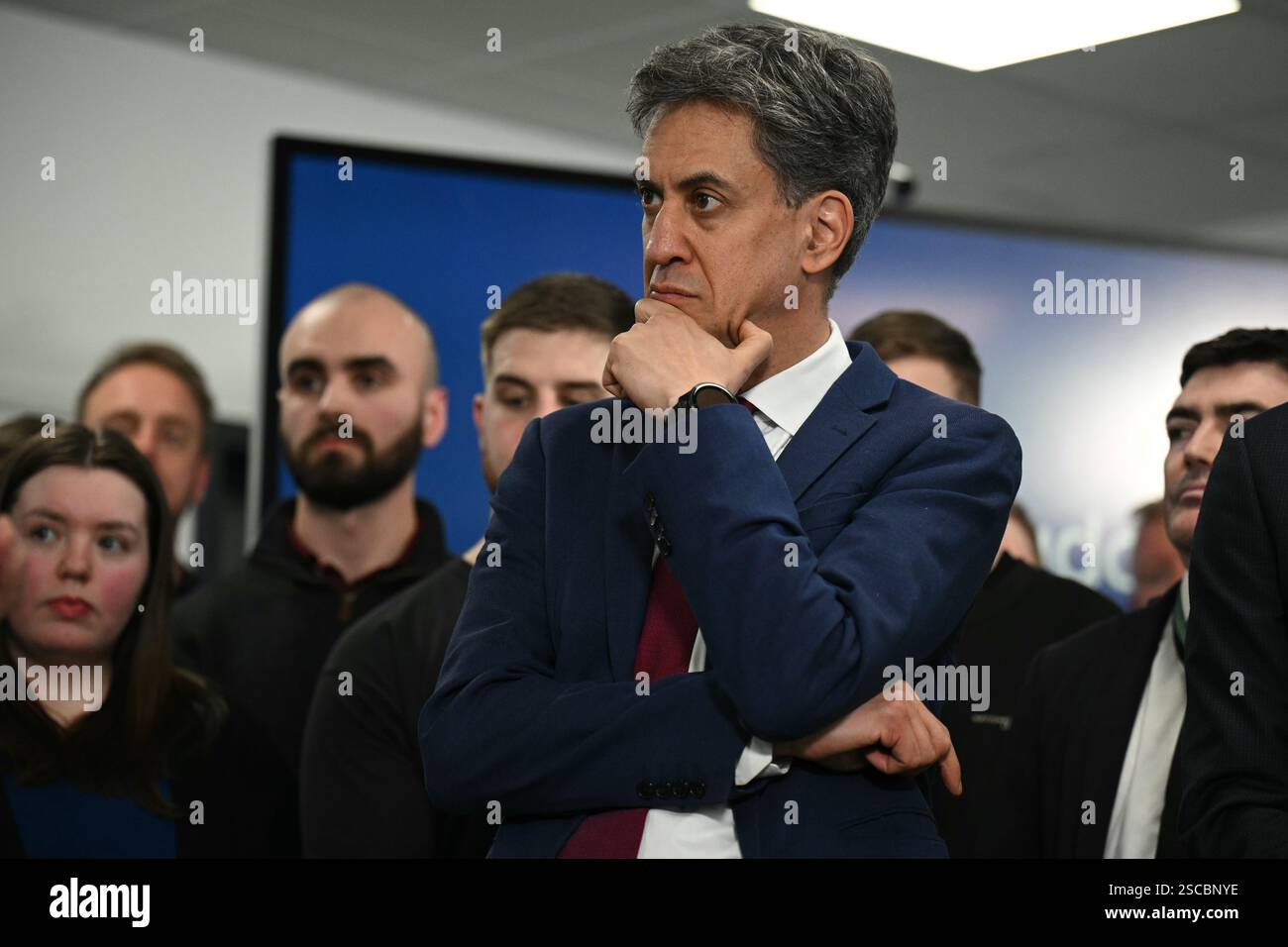 Energy Security and Net Zero Secretary Ed Miliband looks on as Prime ...