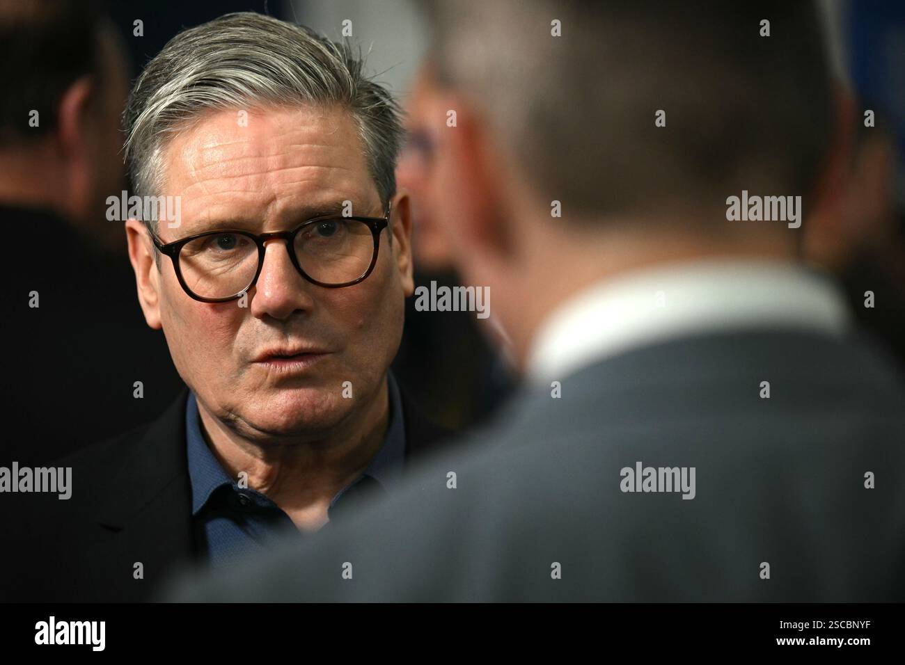 Prime Minister Sir Keir Starmer speaks to the media during a visit to ...