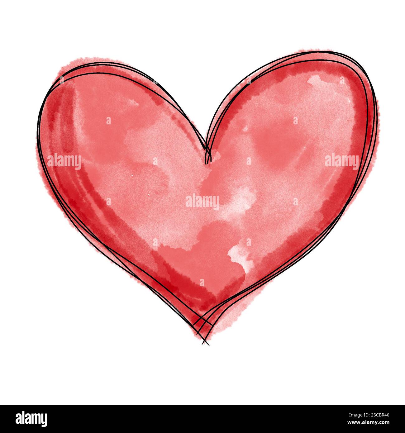 Watercolor painted red heart, element for your design Stock Photo - Alamy