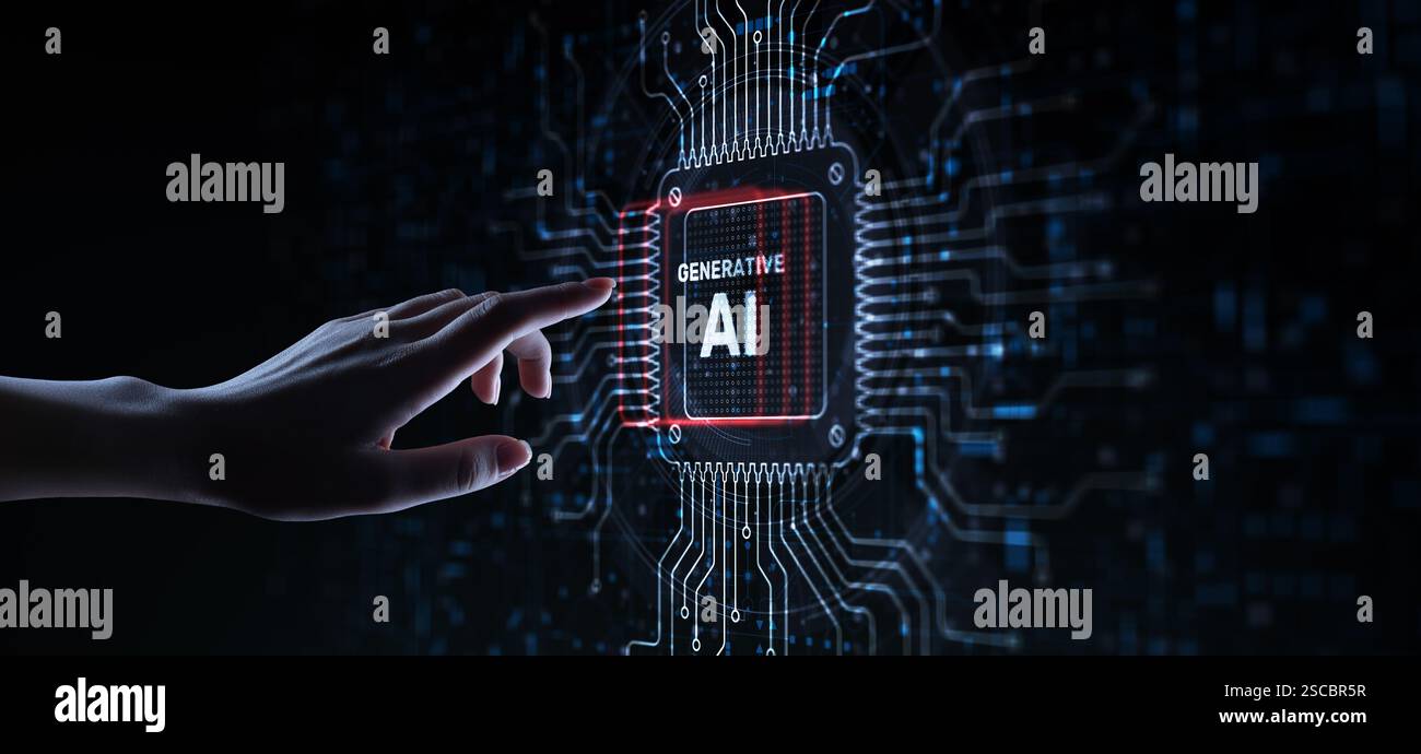 Generative AI Creating Content and Solutions Illustrated on a Processor ...