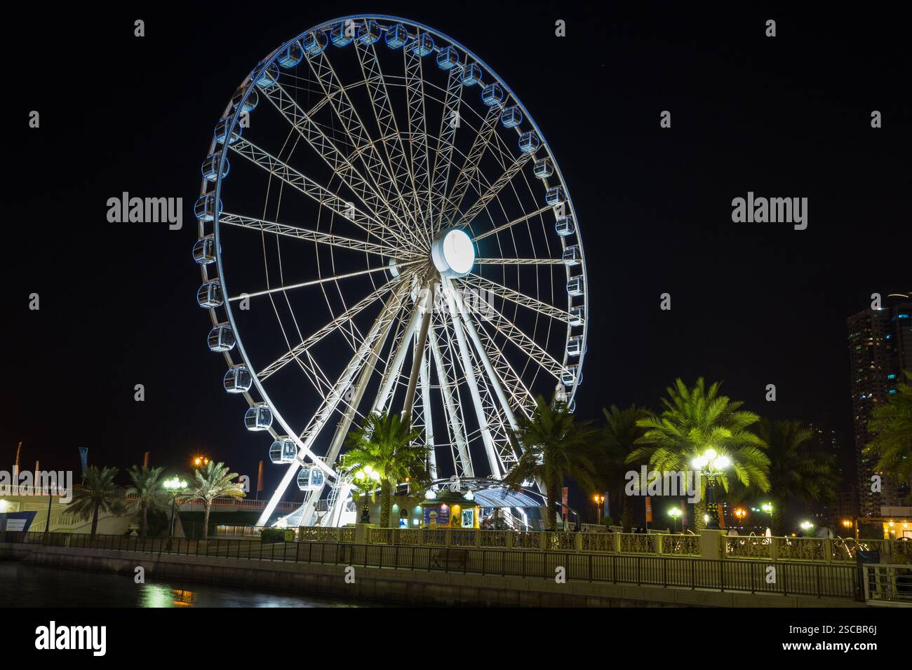UAE. OCT 30, 2013. Eye of the Emirates - ferris wheel in Al Qasba ...