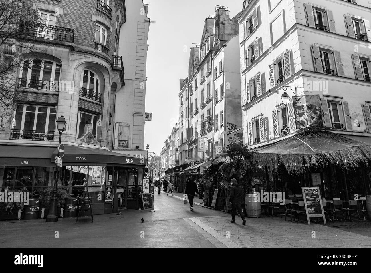 Paris, France - January 24, 2022: General street view from Paris, the ...