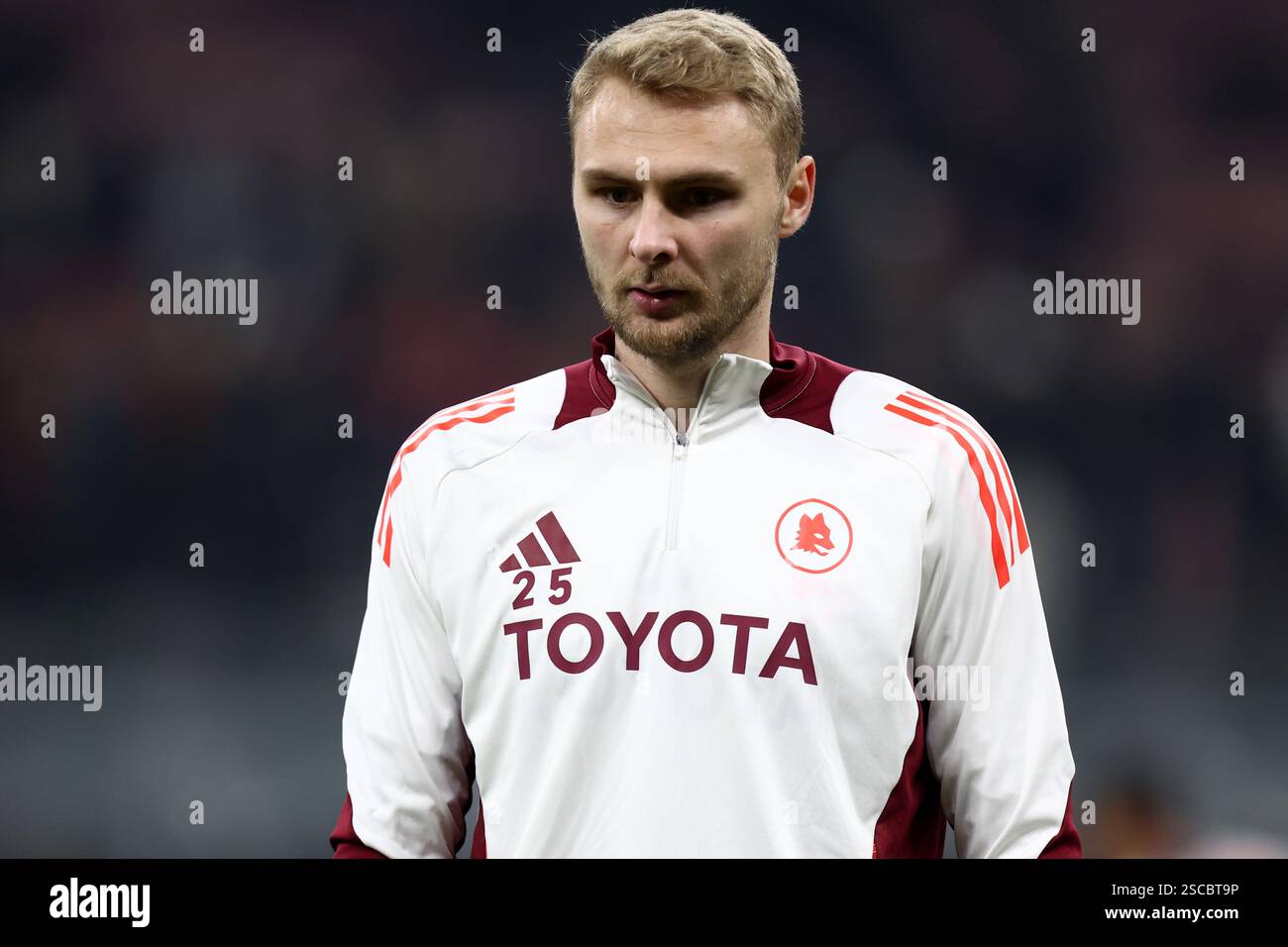 Victor Nelsson of As Roma during warm up before the Coppa Italia ...
