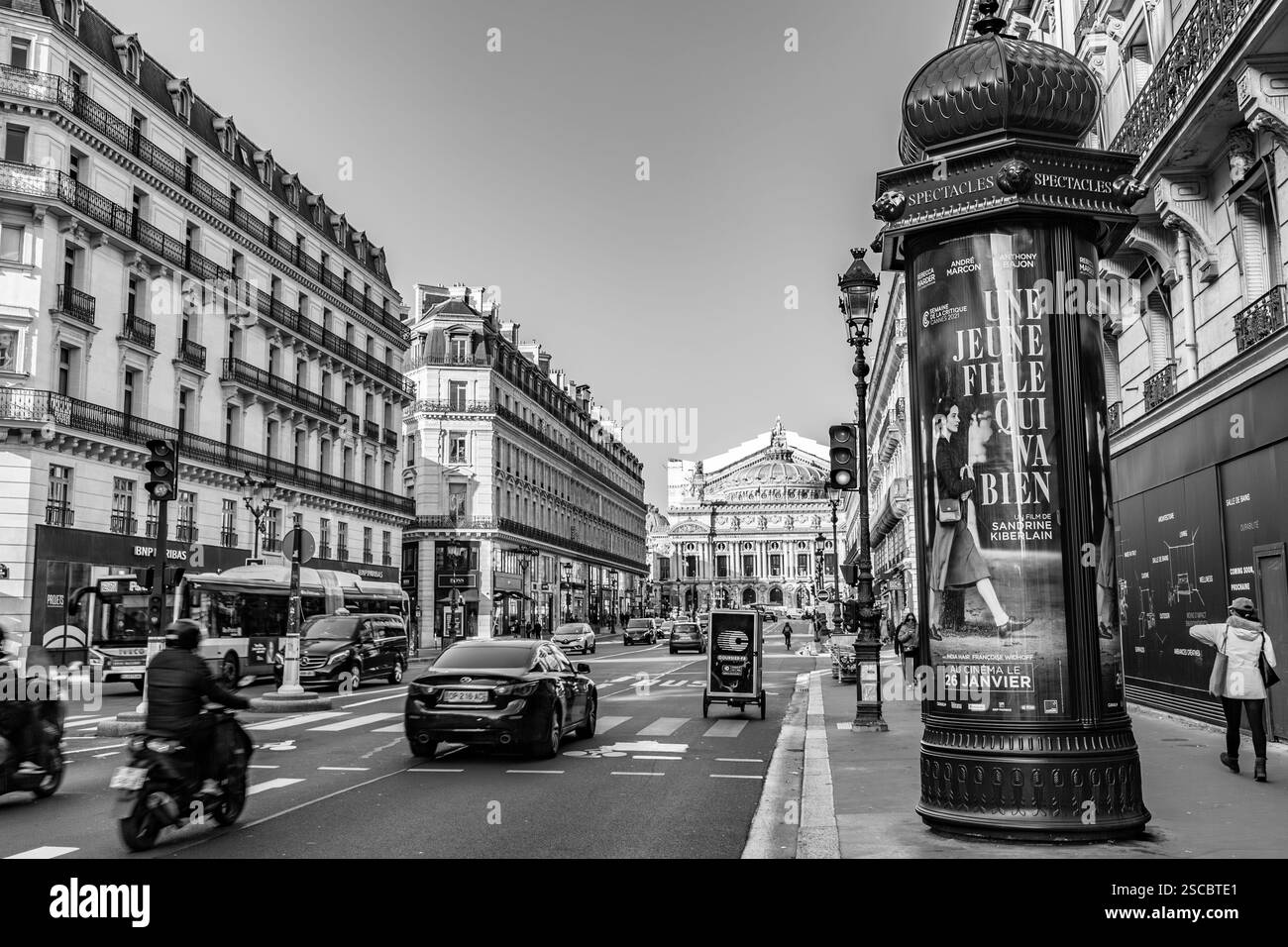 Paris, France - January 24, 2022: General street view from Paris, the ...