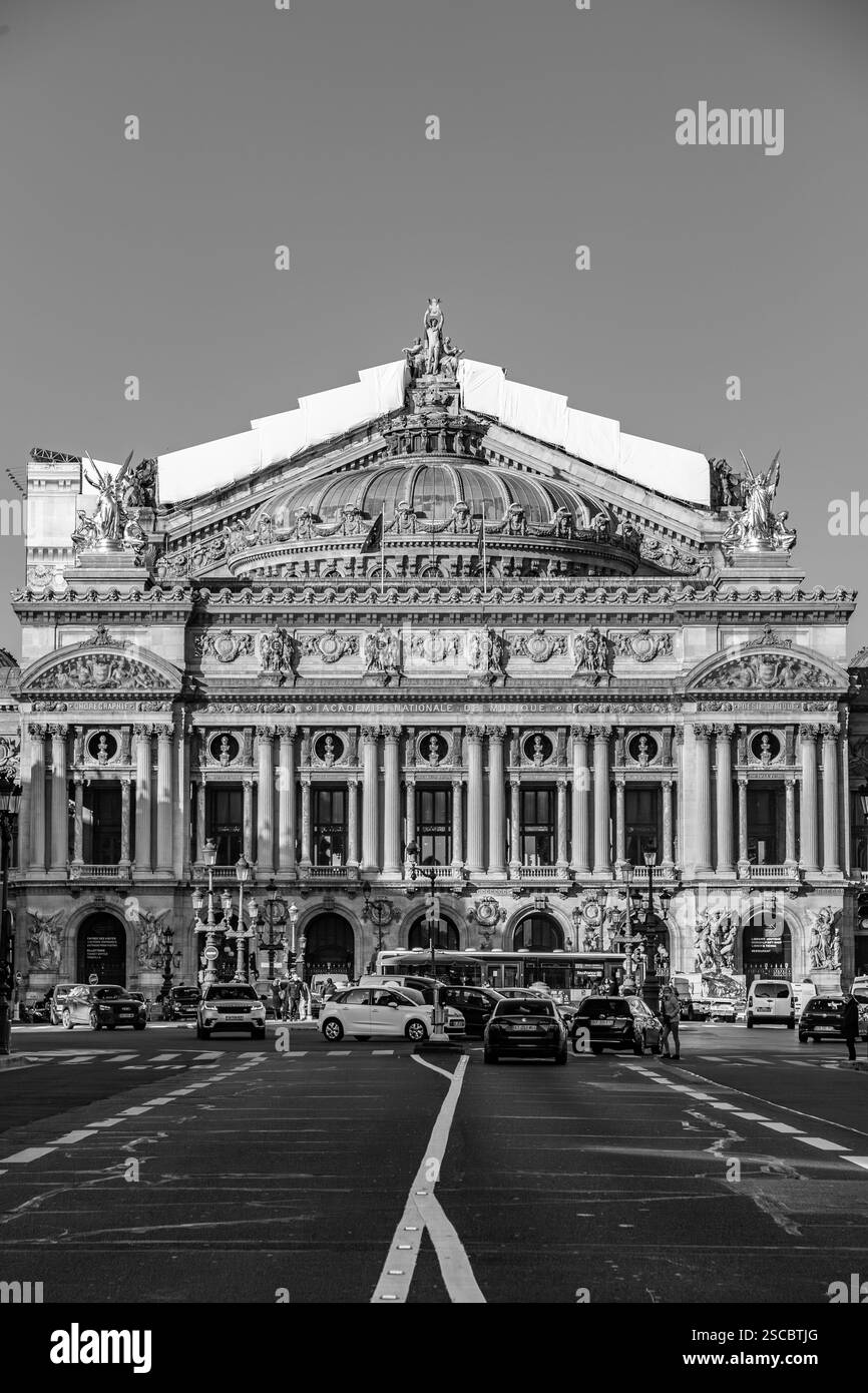 Paris, France - January 24, 2022: Front view of the famous Garnier ...