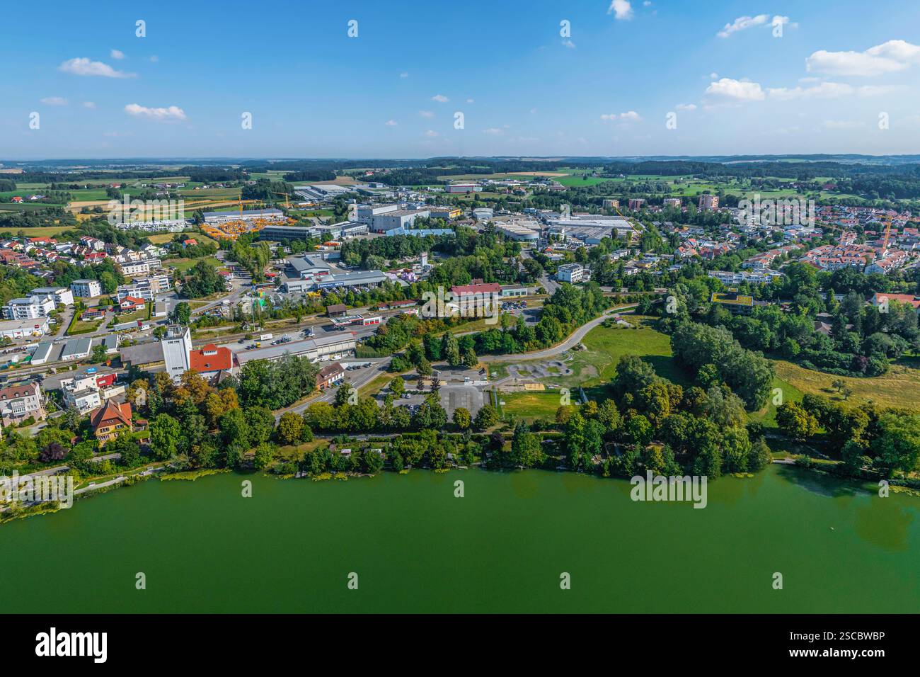 Der Kurort Bad Waldsee in Oberschwaben im Sommer aus der ...